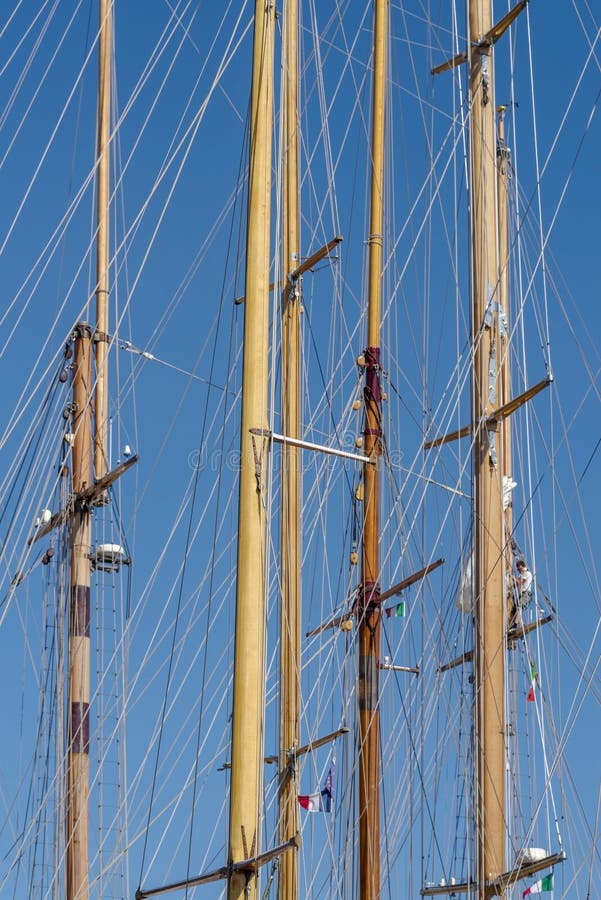 Masts of sailing vessels stock image. Image of ship - 281757337