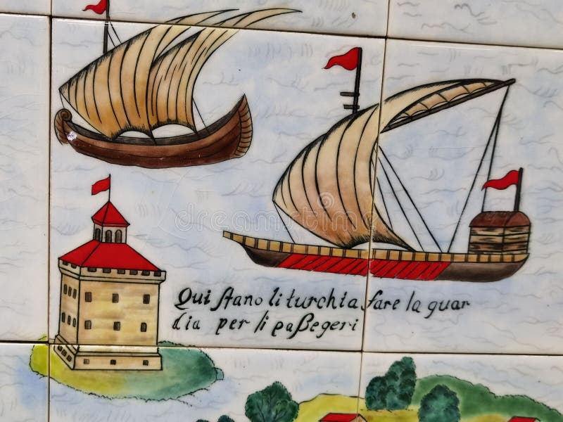 Ships from the Middle Ages Depicted in Tiles Stock Photo - Image of ...