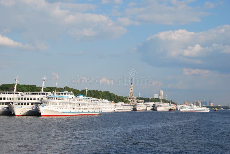 Ships in the North River Port in Moscow Editorial Photo - Image of ...