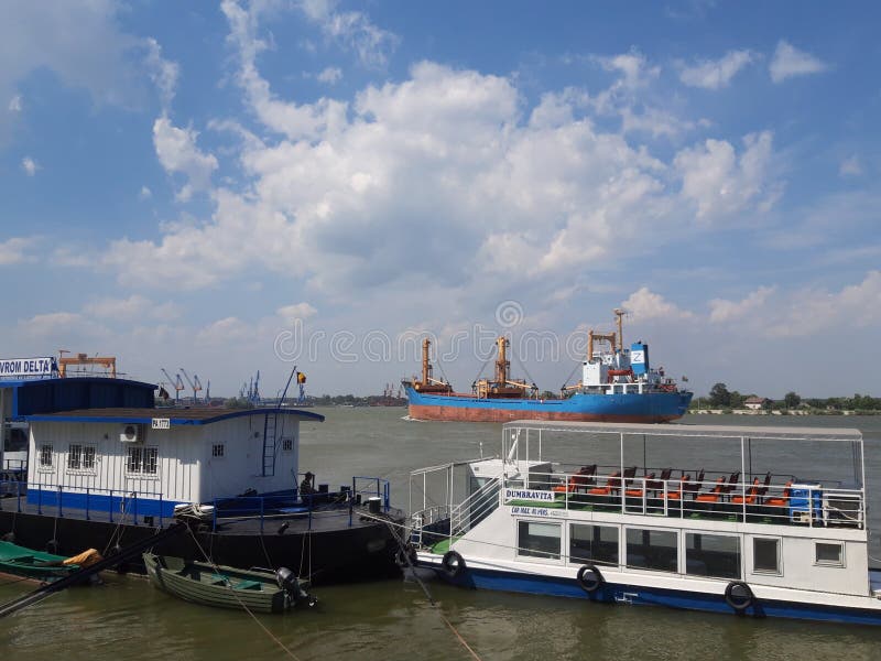 Ships in the Port on the Danube Delta! Editorial Photo - Image of view ...