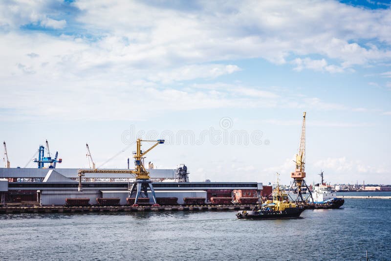Ships in Port. Passenger and Freight Transportation Stock Image - Image ...