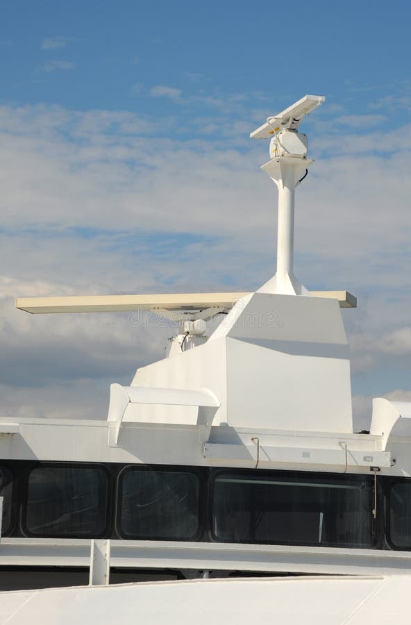 Marine Satelite Domes, GPS Navigation and Radar Equipment Stock Photo ...