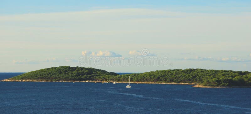 Ships Sailing Away from Island Stock Photo - Image of holiday, boats ...