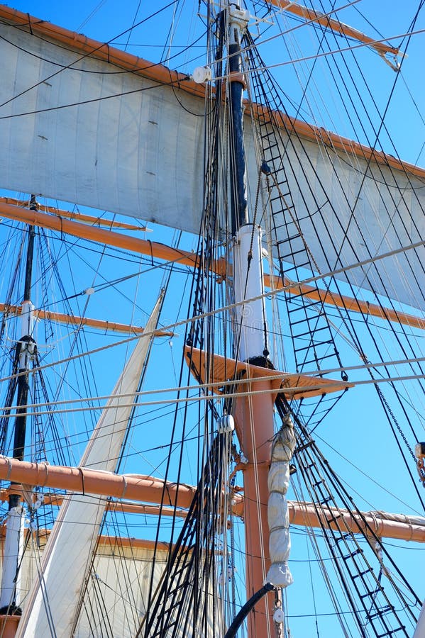 Old sailing boat rigging stock image. Image of marina - 13983641