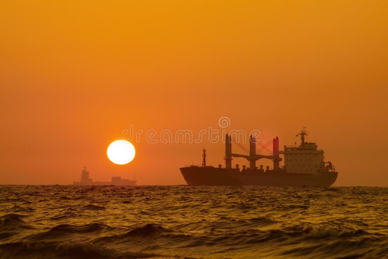 Ships and sunset stock image. Image of cargo, globalization - 54065459
