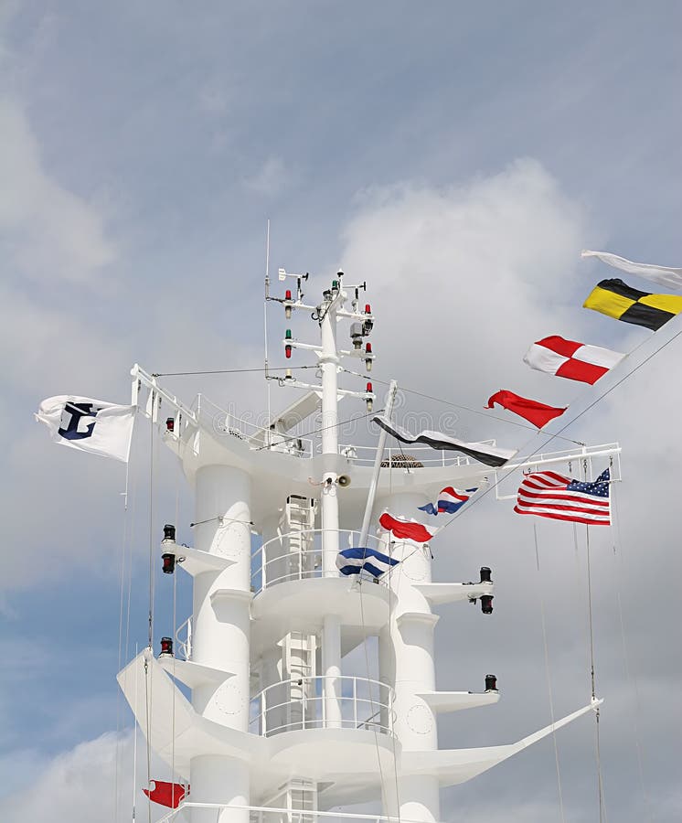 Ship Tower with Flags stock photo. Image of anchor, flipper - 7664578