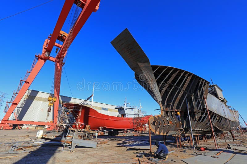 Ships Under Construction in a Shipyard, China Stock Image - Image of ...