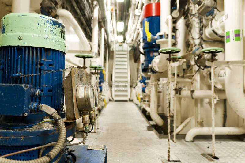 Ships Valves, Main Engine - Engineering Interior. Stock Image - Image ...