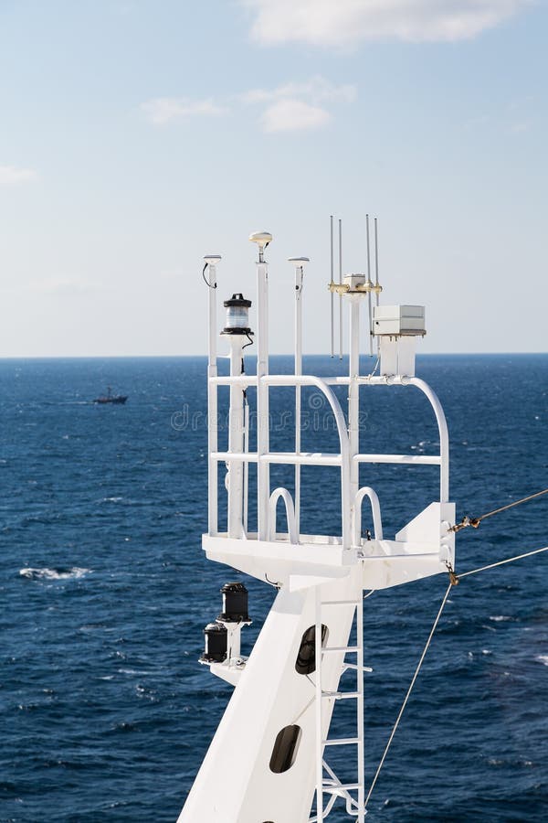 Radar Equipment on Deck of Ship Stock Image - Image of blue, ocean: 16065771