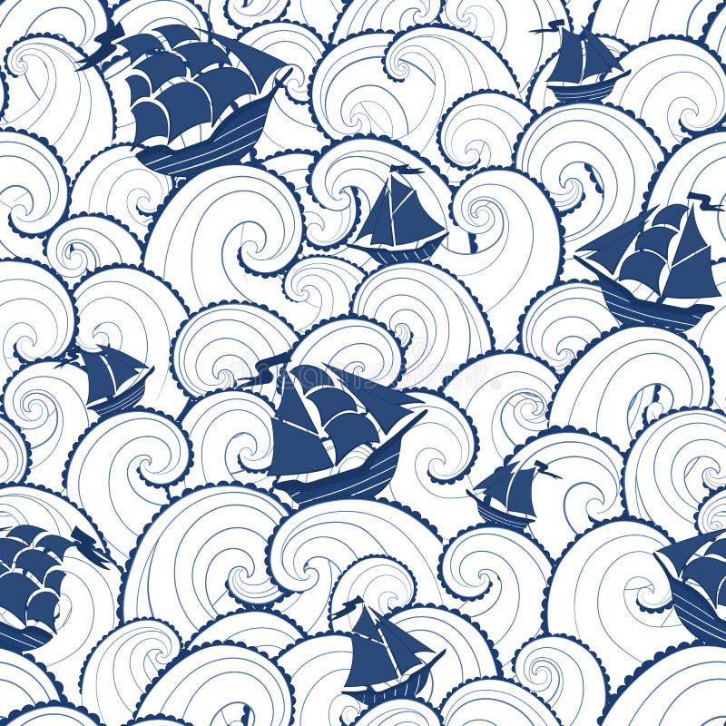 Ships and waves background stock vector. Illustration of ocean - 60208330