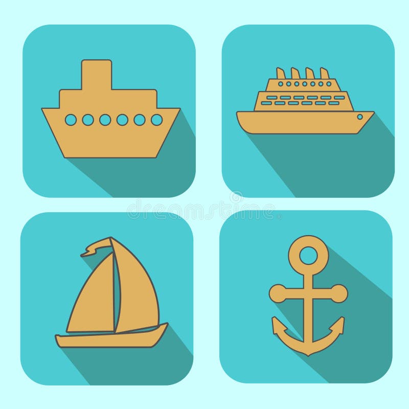 Ships web icons set stock vector. Illustration of fishing - 59823705