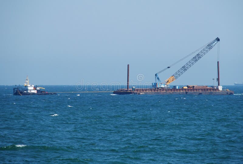 Ships Working on the Sea Waters at Black Sea Stock Image - Image of ...