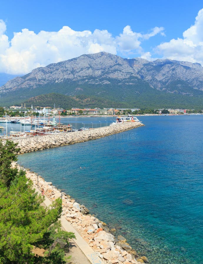 Ships and Yachts in the Harbor in Kemer Stock Photo - Image of sailboat ...
