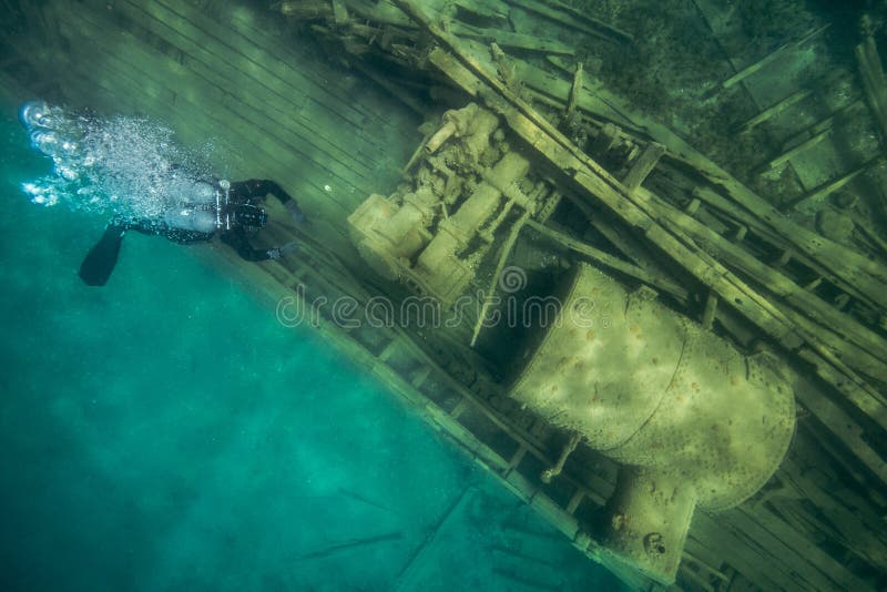 Shipwreck Alice G. in Tobermory Canada Stock Image - Image of huron ...