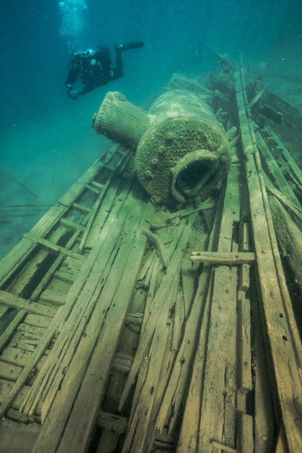 Shipwreck Alice G. in Tobermory Canada Stock Image - Image of clear ...