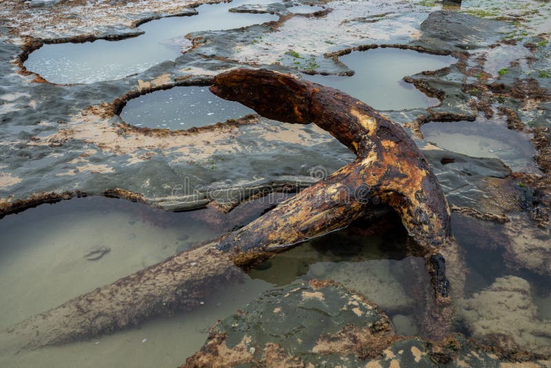 Shipwreck Anchor in Tide Pool Stock Image - Image of shipwreck, wreck ...