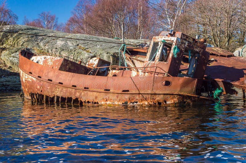 Shipwreck stock image. Image of coast, scrap, hull, broken - 52420575