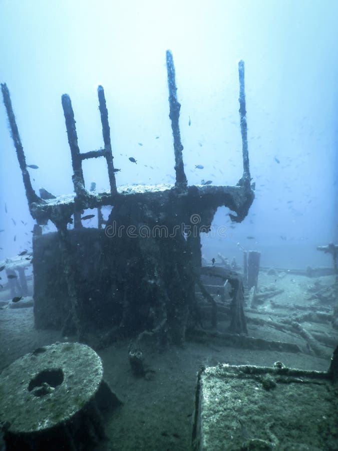 Shipwreck in the Blue Water, Rusty Shipwreck with Growing Corals Stock ...