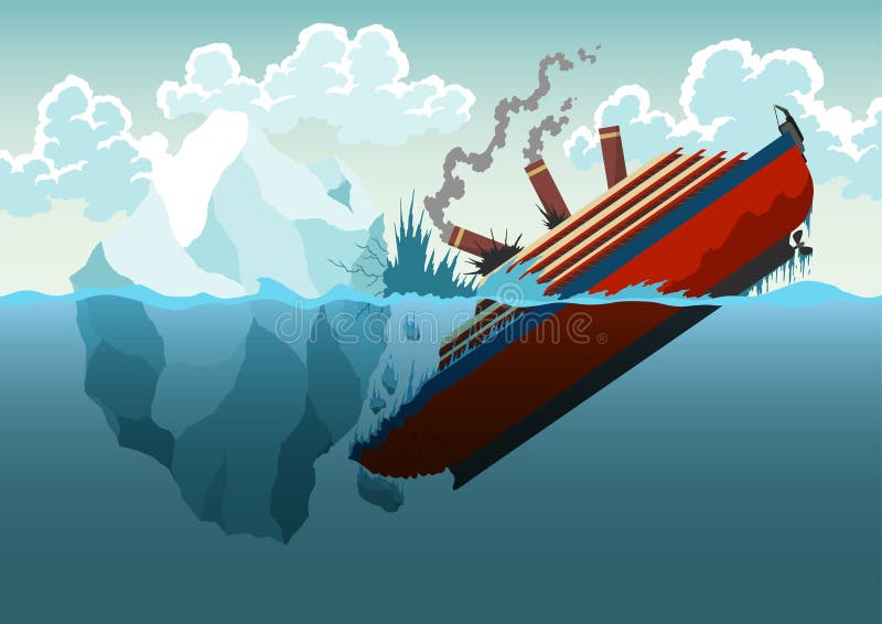 Shipwreck Iceberg Background. Transatlantic Container Ship Crashed into ...