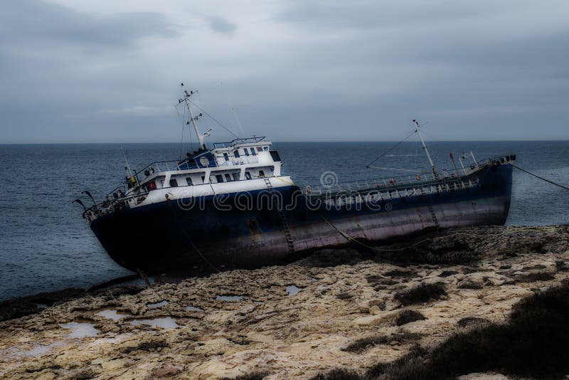 The Shipwreck in a Storm stock image. Image of harbor - 110358163