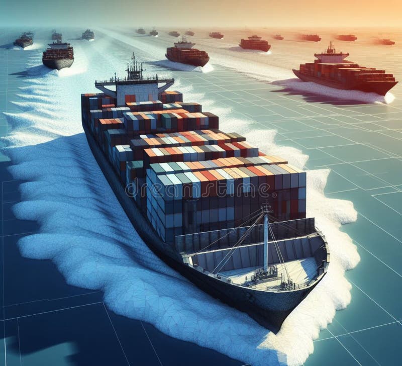 Stack Container Carho Ship Canal Port Freight Sea Computer Aid Service ...