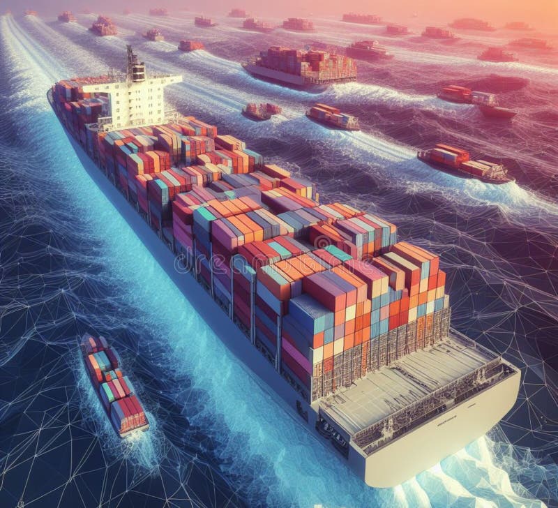 Stack Container Carho Ship Canal Port Freight Sea Computer Aid Service ...