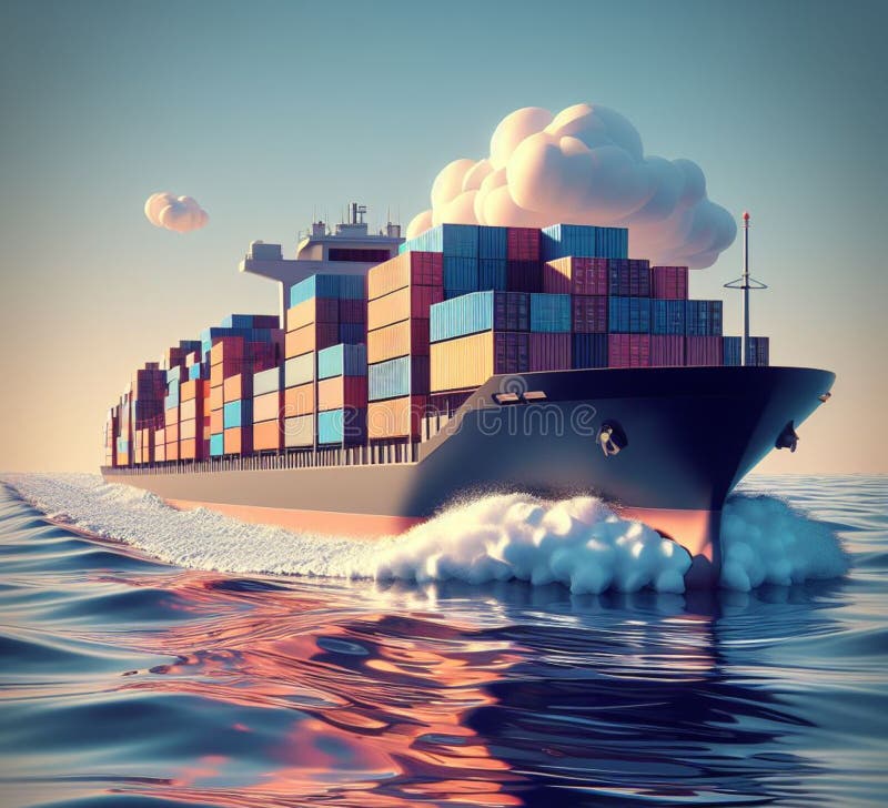 Stack Container Carho Ship Canal Port Freight Sea Computer Aid Service ...