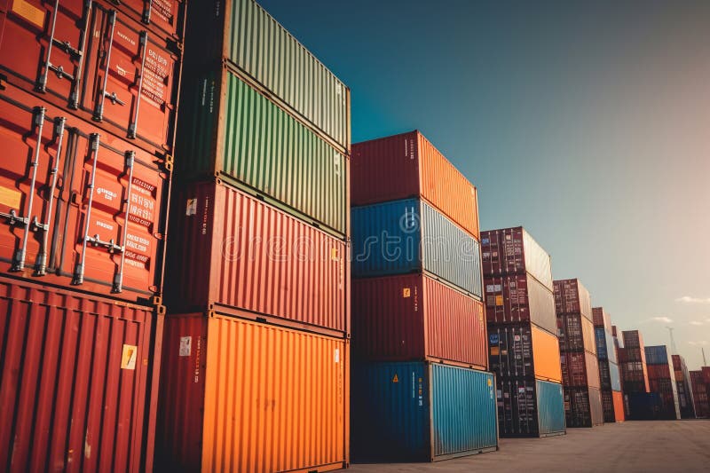 Shipyard of Container Cargo Port. Logistics and Delivery Concept. Ai ...