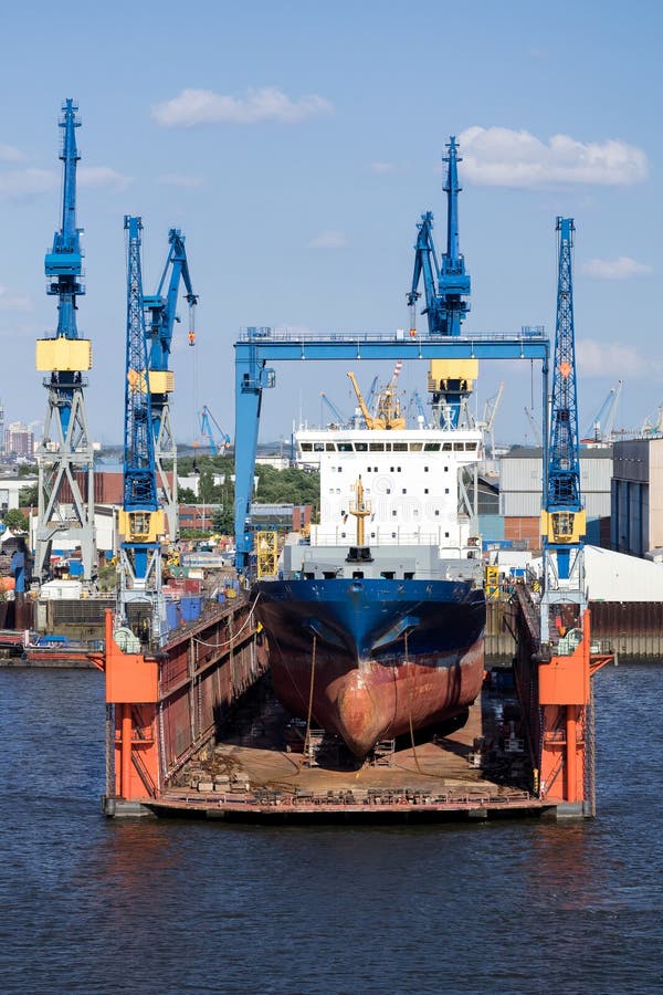 Shipyard stock image. Image of oceangoing, cranes, harbor - 95773493