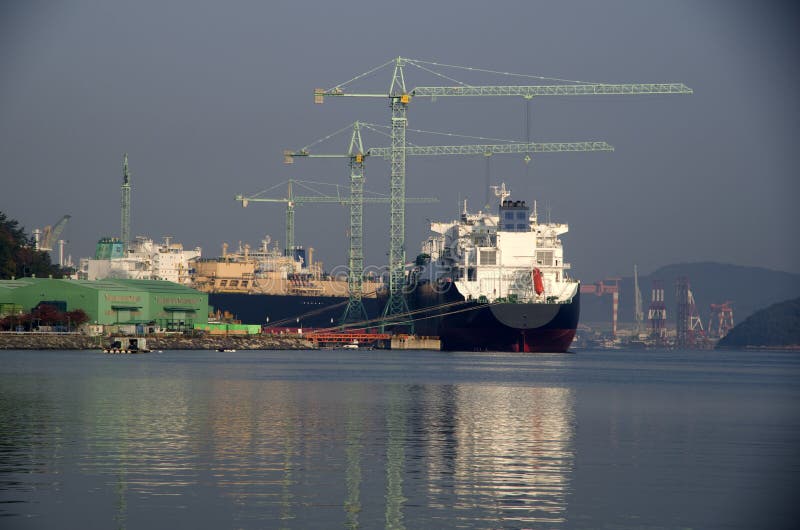 Shipyard on island stock photo. Image of calm, geoje - 35398132