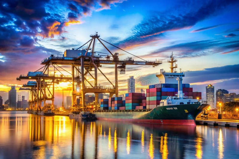 Shipyard Logistic Import Export, Container Cargo Freight Industrial ...