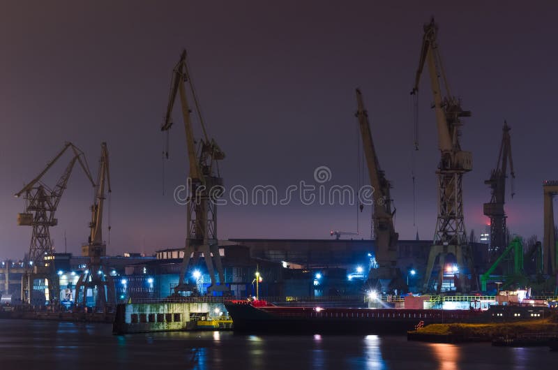 SHIPYARD at NIGHT stock photo. Image of szczecin, business - 206787060