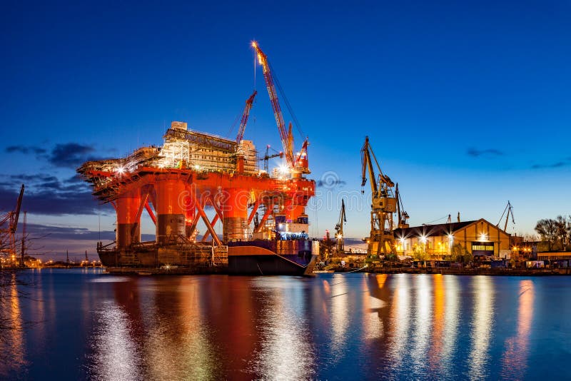 Shipyard at night stock image. Image of port, pier, quay - 62501301