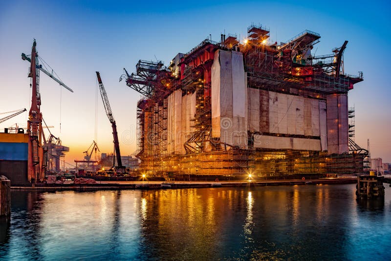 Shipyard at night stock photo. Image of night, harbour - 92814222