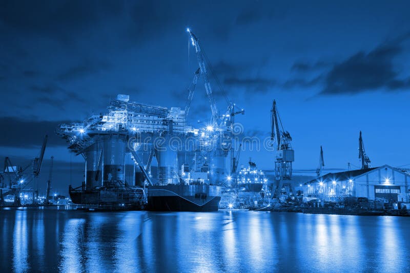 Shipyard at Work, Ship Repair, Freight. Industrial Stock Photo - Image ...