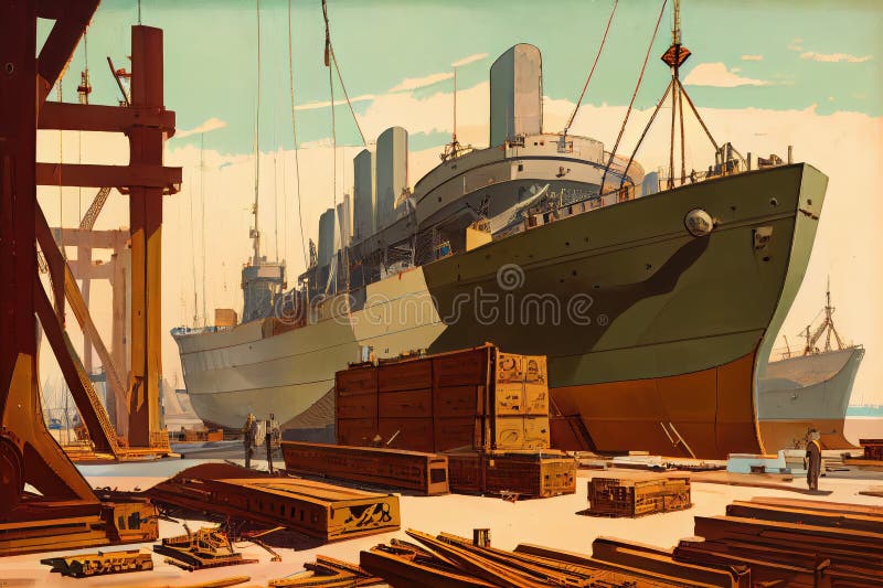 Shipyard with a Range of Vessels in Various Stages of Construction and ...