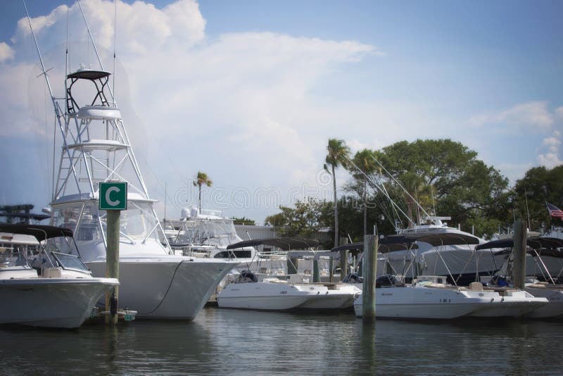 Shipyard with Several Yachts in the Water in an Inlet in St. Augustine ...
