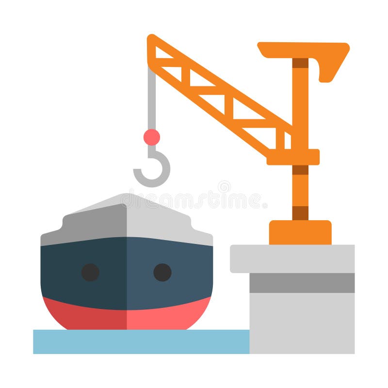 Shipyard flat illustration stock vector. Illustration of port - 123810832