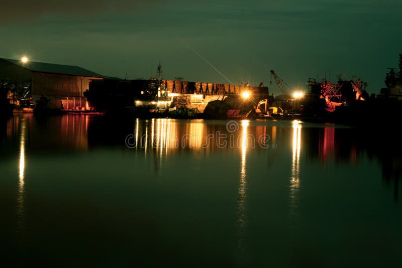 Shipyard Water Reflection Beach Evening Time Stock Photo - Image of ...