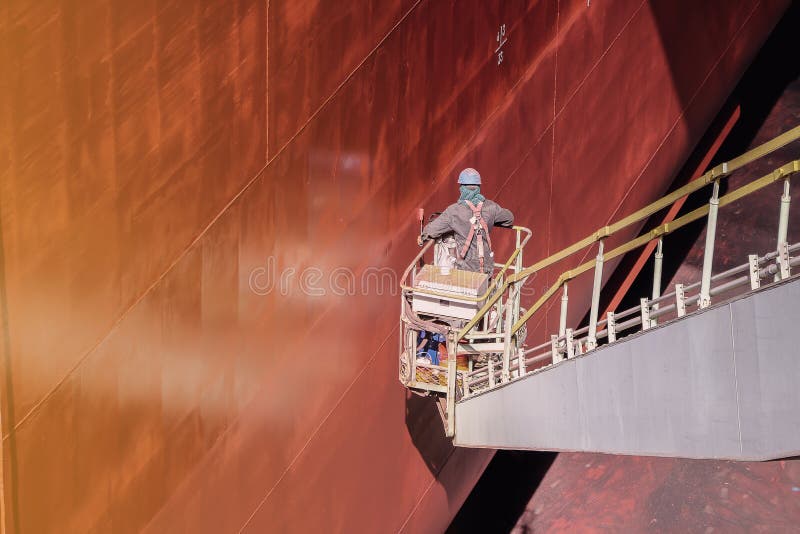 Ship repair in shipyard stock photo. Image of restore - 114195940