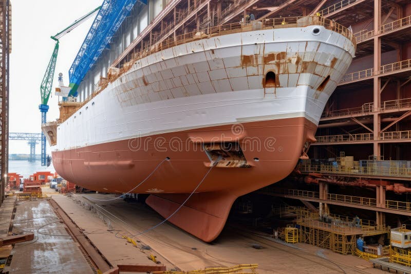 Shipyard, with Workers Completing Final Touches on New Ship before ...