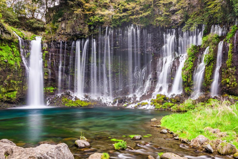 Shiraito Falls in Japan stock photo. Image of boulders - 90985368