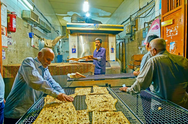 SHIRAZ, IRAN - OCTOBER 13, 2017: the Old Bakery Works in the Evening ...