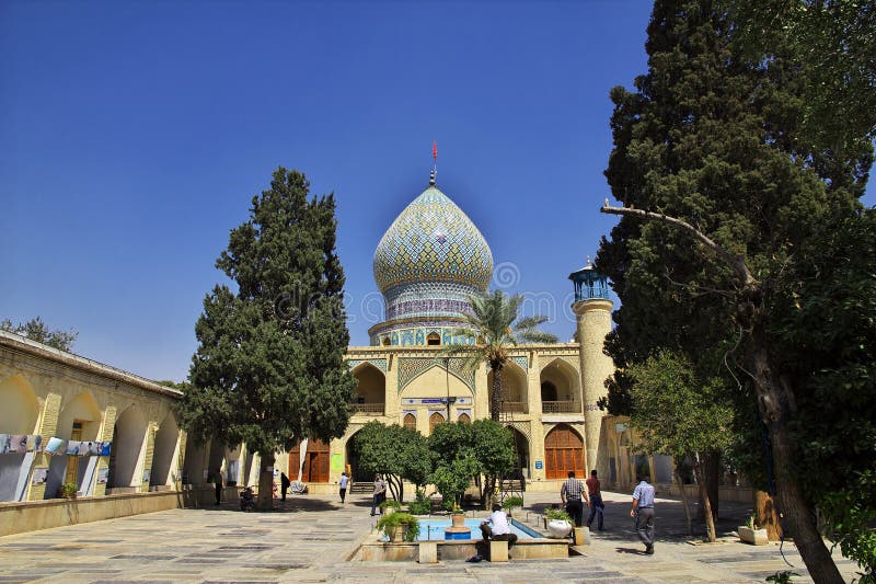 Shiraz, Iran - 29 Sep 2012: Shah Cherah Mosque in Shiraz, Iran. Mirror ...