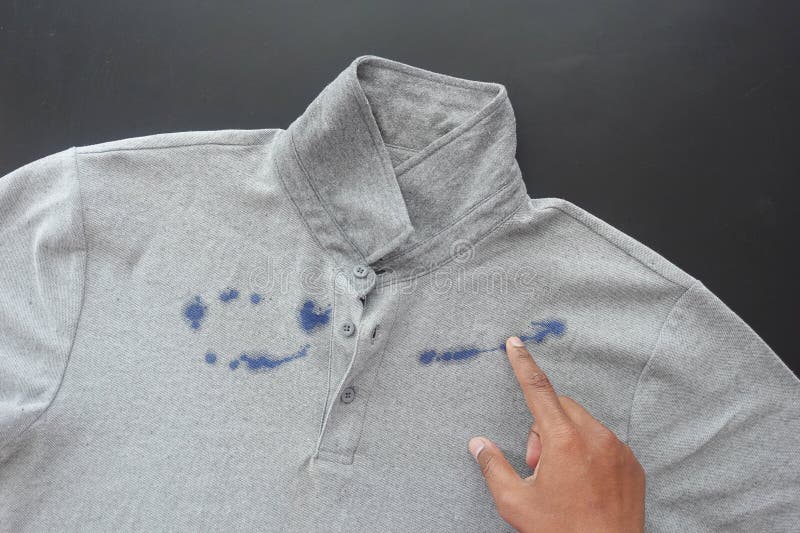 Shirt with Blue Ink Stain . Stock Image - Image of laundry, apparel ...