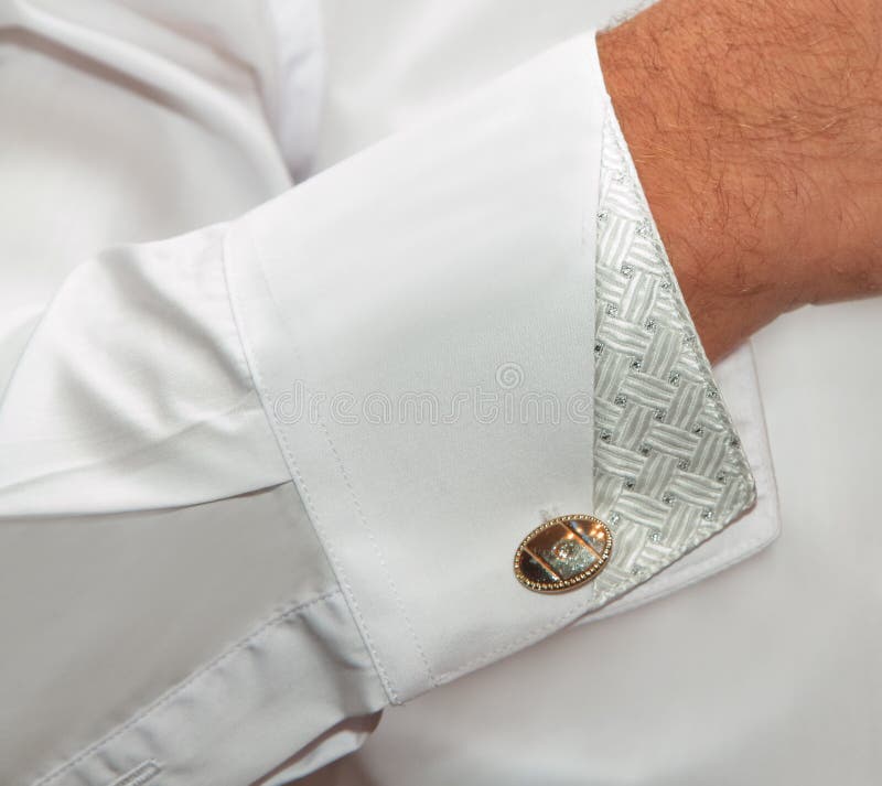 Sleeve of a White Shirt with a Red Cuff Link Stock Image - Image of ...