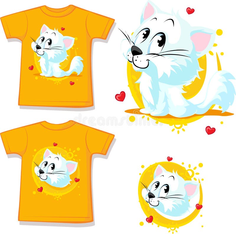 Kid Shirt with Cute Cat in Love Printed Stock Vector - Illustration of ...