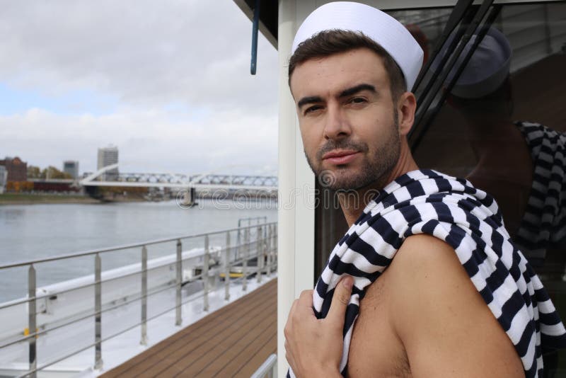 Shirtless Gorgeous Retro Looking Sailor Stock Image - Image of ...