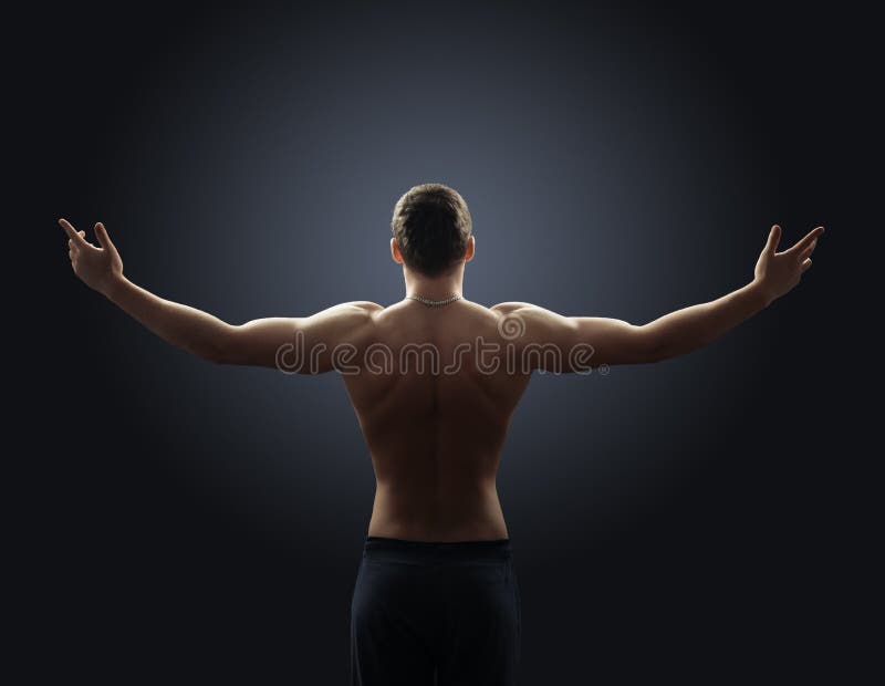 Shirtless Guy Spreads His Arms Out To the Side Stock Photo - Image of ...