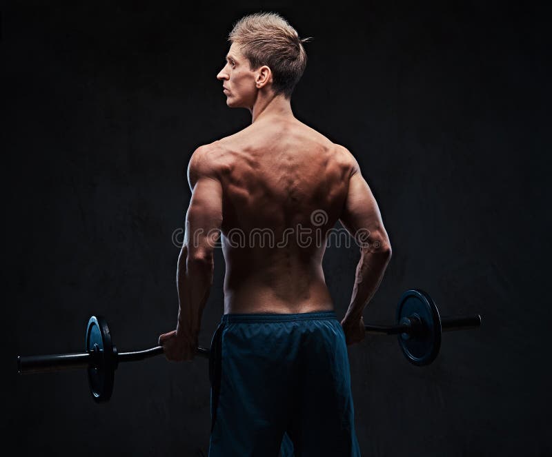 Muscular male. Back view. stock image. Image of fitness - 107303767